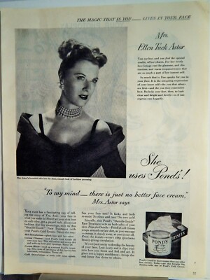 POND'S COLD CREAM WITH MRS ELLEN TUCK ASTOR ORIGINAL VTG 1949 | eBay