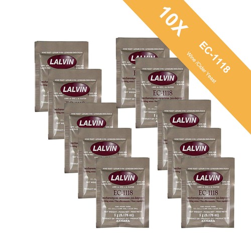 10 x Lalvin EC-1118 Wine Yeast 5g Home Brew Wine Cider Champagne Yeast ...