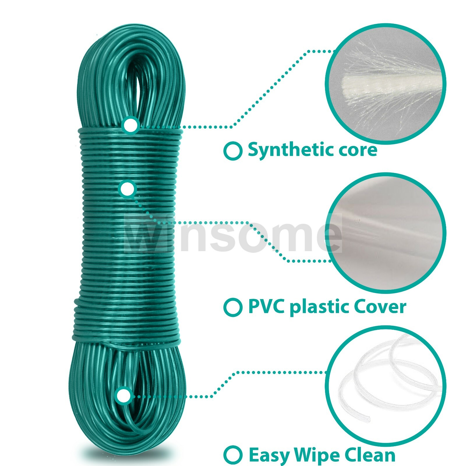 Washing Line Rope PVC Covering Clothes Line for Airer Dryer Indoor ...