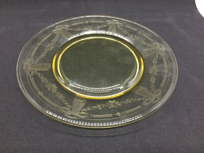 Pair 8" Bryce 350-4 Yellow Elegant Glass Salad Plates - Etched Bow ...