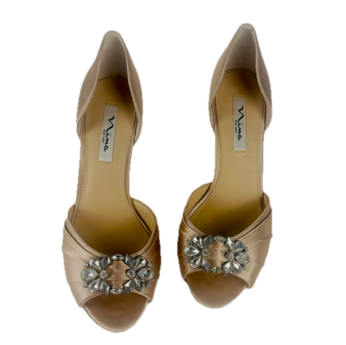 Satin 3-Inch Bridal/Formal Heels Crystal Embellished Nina Charisa Ivory ...