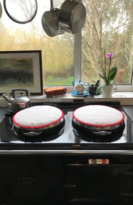 Aga Hob Hat Covers, Beautifully Handmade, PAIR, Geometric Hexagon Print ...