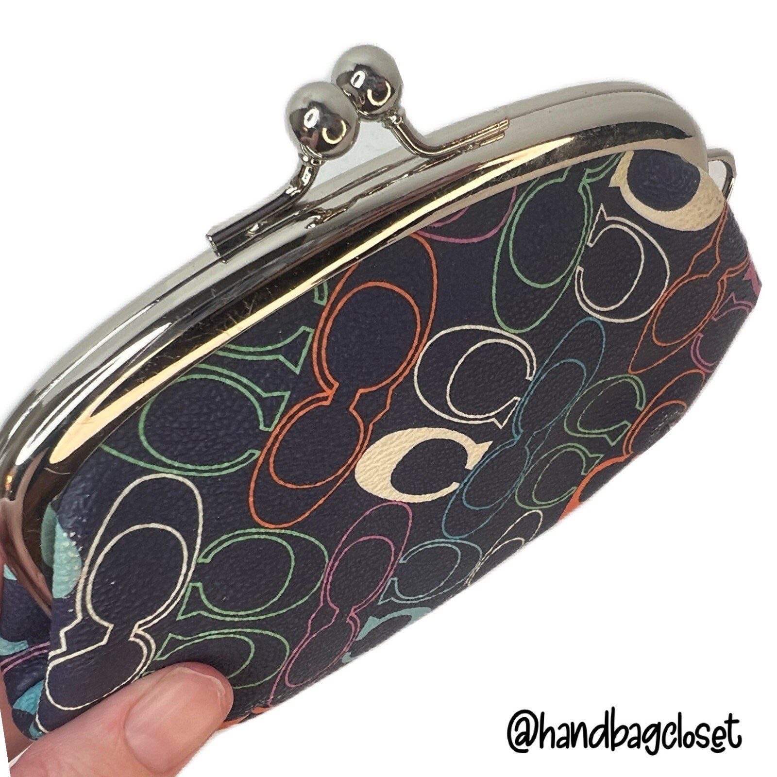 Coach Navy Optic C Rainbow Vintage Coin Bag - Gem