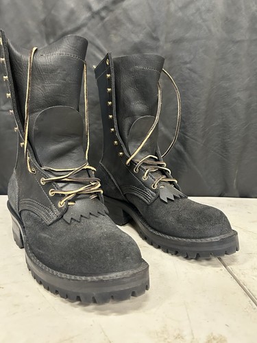 Nick's Hot Shot 25V-2 Rough Out 10" Logger Wildland Boots NFPA Black ...