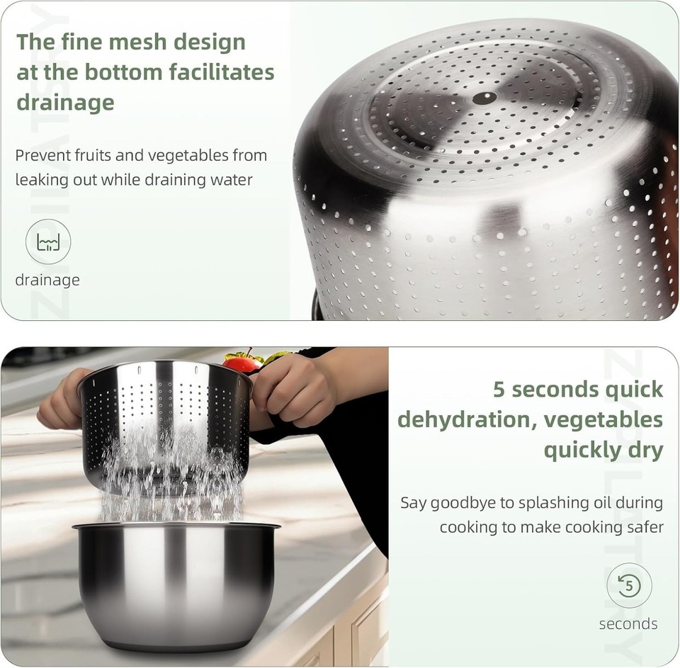 6L-Stainless Steel Salad Rotator, Vegetable Dishwasher,Lettuce Cleaner ...
