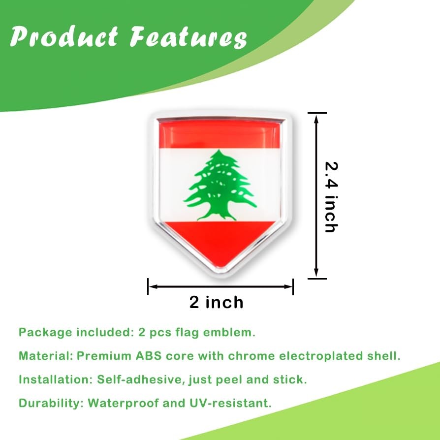 Lebanon Flag Decal Sticker Car Emblem Lebanese Flag Car Decoration ...