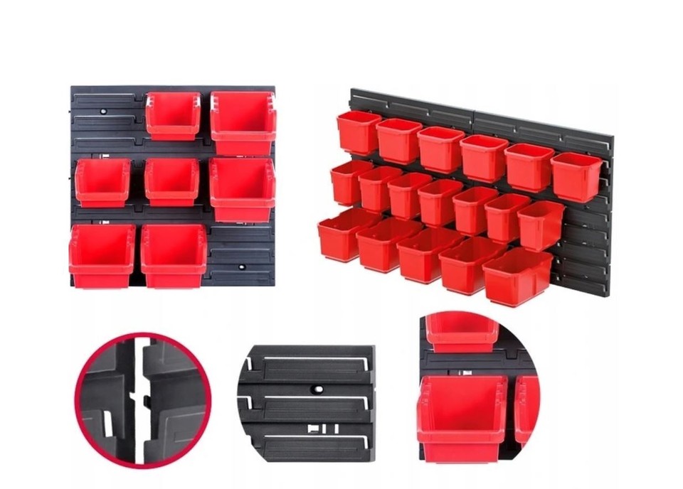 WALL MOUNT STORAGE BOARD ORGANIER BOXES GARAGE DIY BIN PANEL RACK BUILD ...