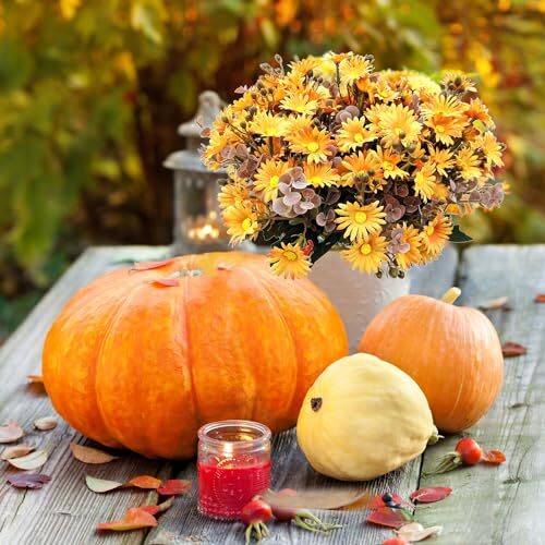 Fall Daisy Flowers Artificial for Decoration Faux Fake Mums for ...