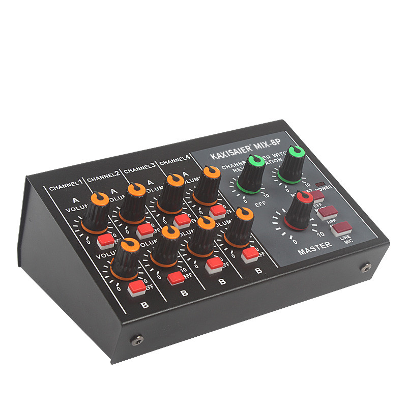 MIX-8P Reverb 8-Channel Mixer Mini Mixer Small Instrument Microphone ...