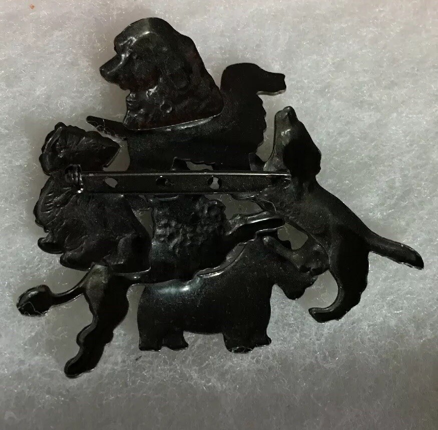 Dogs Playing Brooch Pin Mutts Poodle Puppy Jewelry Retriever Cute! A671 ...