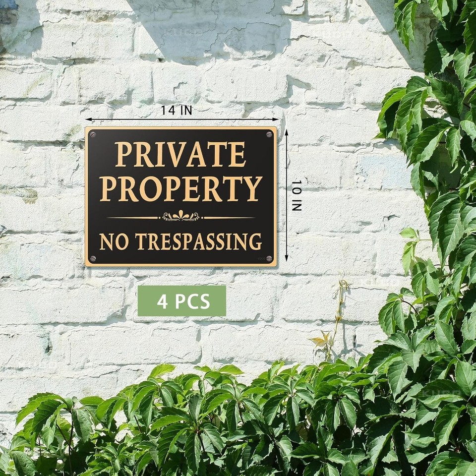 4 Pack Large No Trespassing Signs Private Property, 8X12 Inch Rust Free ...