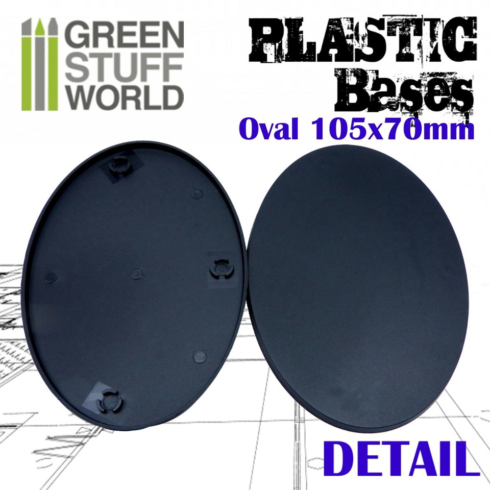 4x Plastic Oval Pill 105x70mm Black - Thickness 3mm Basing Wargames ...