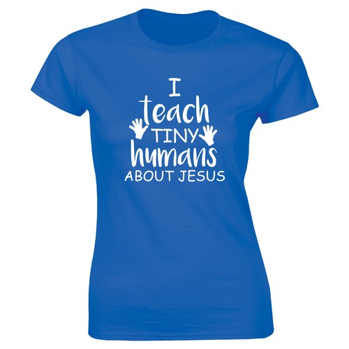 I Teach Tiny Humans About Jesus T-Shirt for Women Christian Teacher Tee ...
