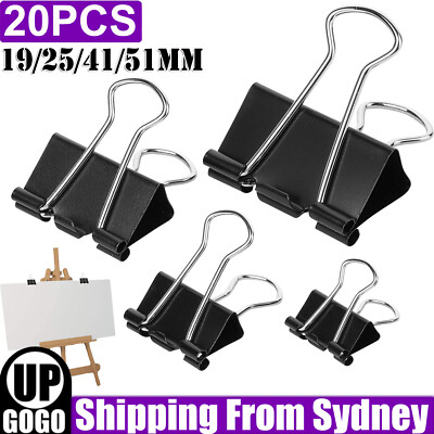 20X Foldback Fold Back Clips Black 19mm 25mm 41mm 51mm Bulldog Clip ...