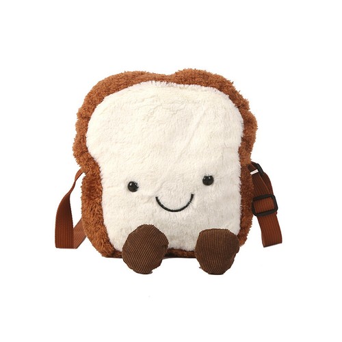 Women Plush Toast Bread Shoulder Handbag Girls Cute Lightweight ...