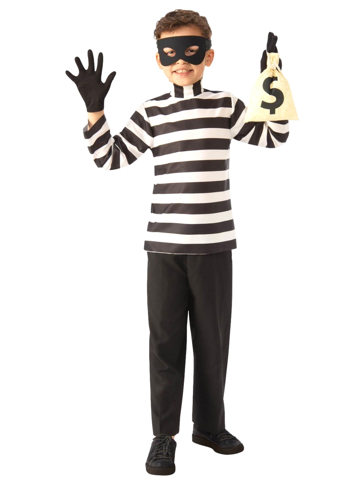 Rubies Boys & Girls Black & White Striped Burglar Robber Costume | eBay