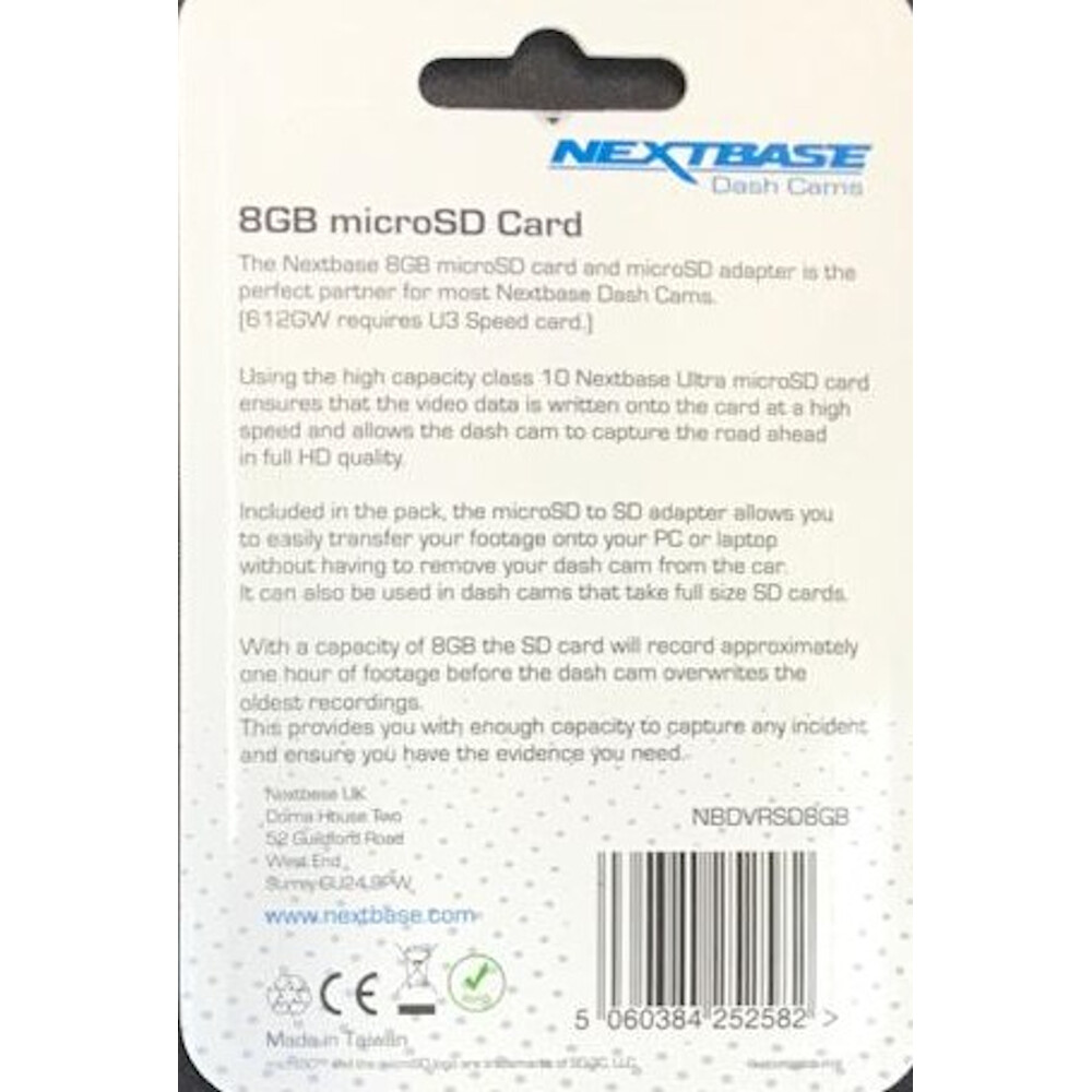 NEXTBASE Micro SD Card 8gb for All Dash Cam Camera Car-SD8GB for sale ...
