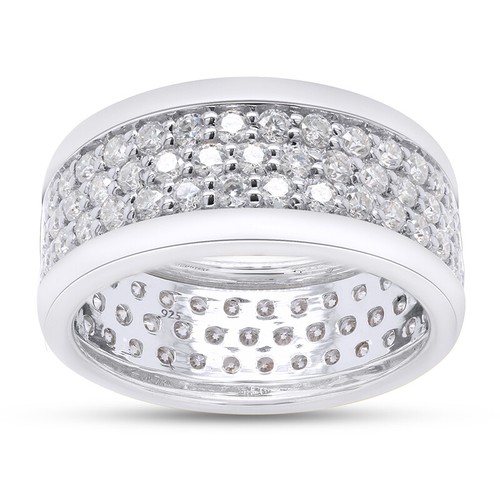 1.78ct Lab Created Moissanite 3 Row Eternity Stackable Band Ring in 925 Silver | eBay