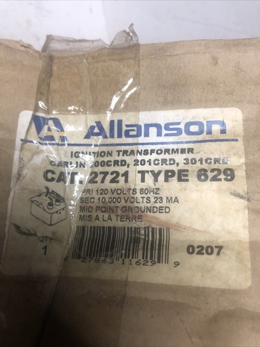 Allison Oil Burner Transformer-Carlin 200-201-301-Allison Cat# 2721 ...
