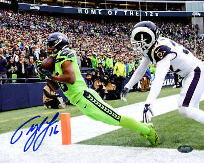 TYLER LOCKETT AUTOGRAPHED 8X10 PHOTO SEAHAWKS TOE TAP TOUCHDOWN MCS ...