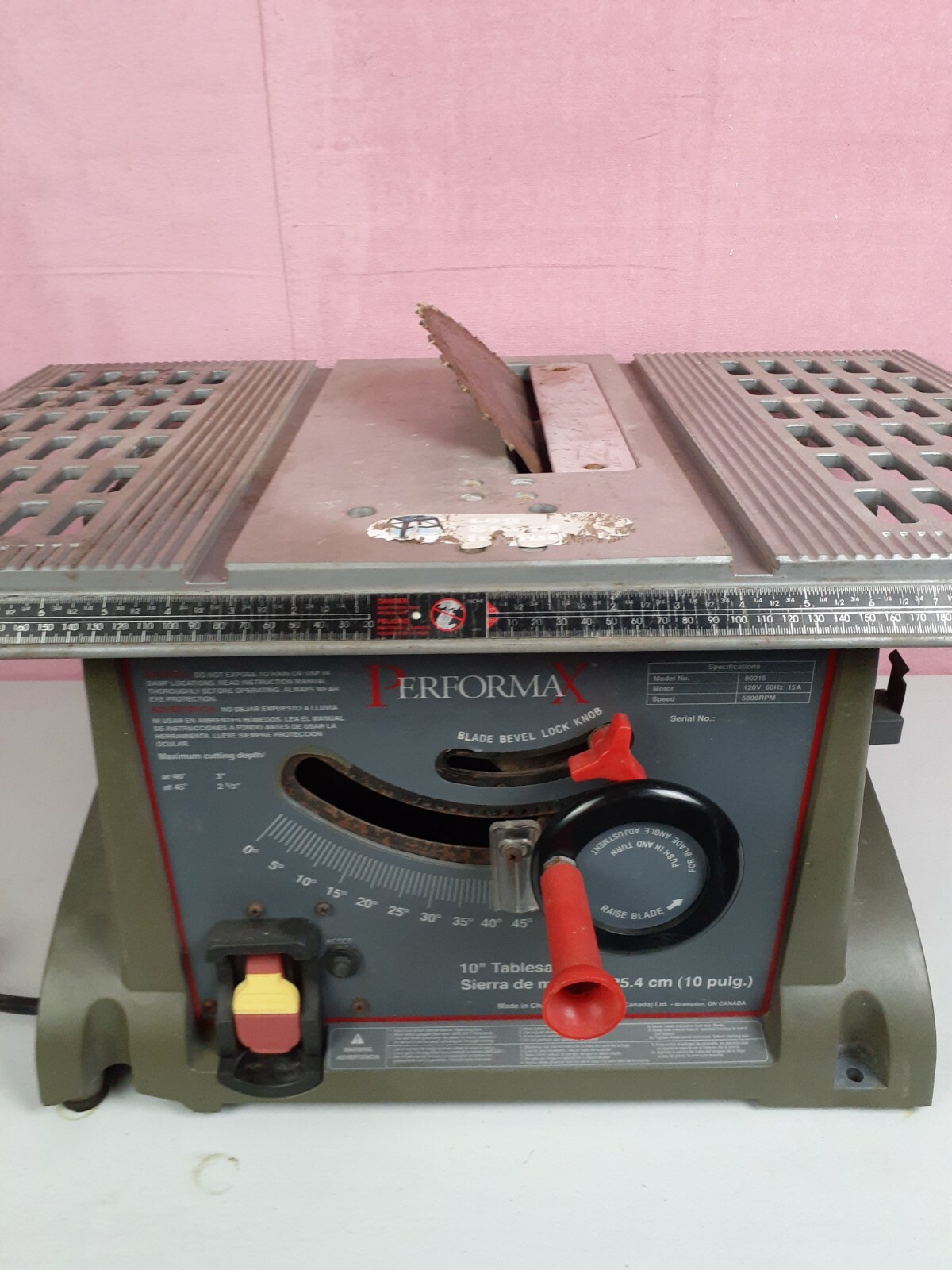 10 INCH 10" PERFORMAX TABLE TOP SAW 5000 RPM 120V 60HZ 15A TABLESAW ...