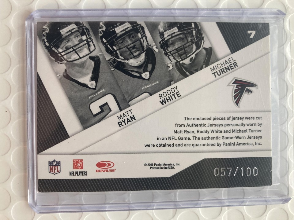 2009 Donruss Matt Ryan/ Roddy White/ Michael Triple Threats Relic /100 ...
