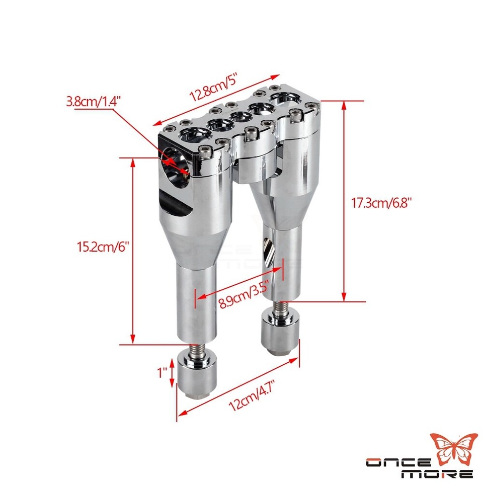 1-1/2" Motorcycle Handlebar Mount Adapter Risers Clamp W/ Handle Bar ...