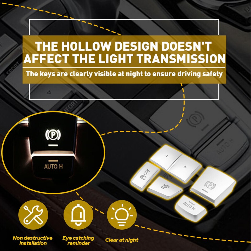 Chrome Handbrake Auto Hold Button Switch Cover Trim For BMW 5 6 7 X3 X5 ...