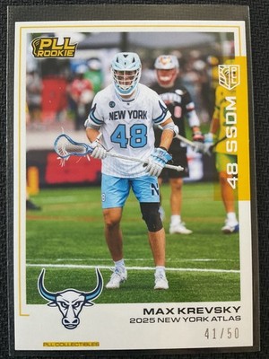 Max Krevsky 2025 Premier Lacrosse League PLL Yellow Parallel RC Card ...