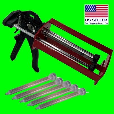 Dual Epoxy Caulking Gun w/ 5 Mix Nozzles Adhesive 200ml Like 3m 8571 ...