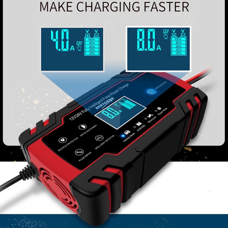 ZYX-J30 140W Battery Charger 12V 24V Pulse Repair Car Motorcycle ...