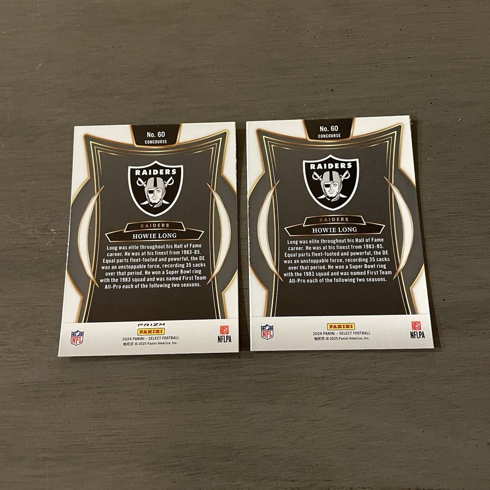 Howie Long 2024 Panini Select Green & Black Shock Prizm & Base ...