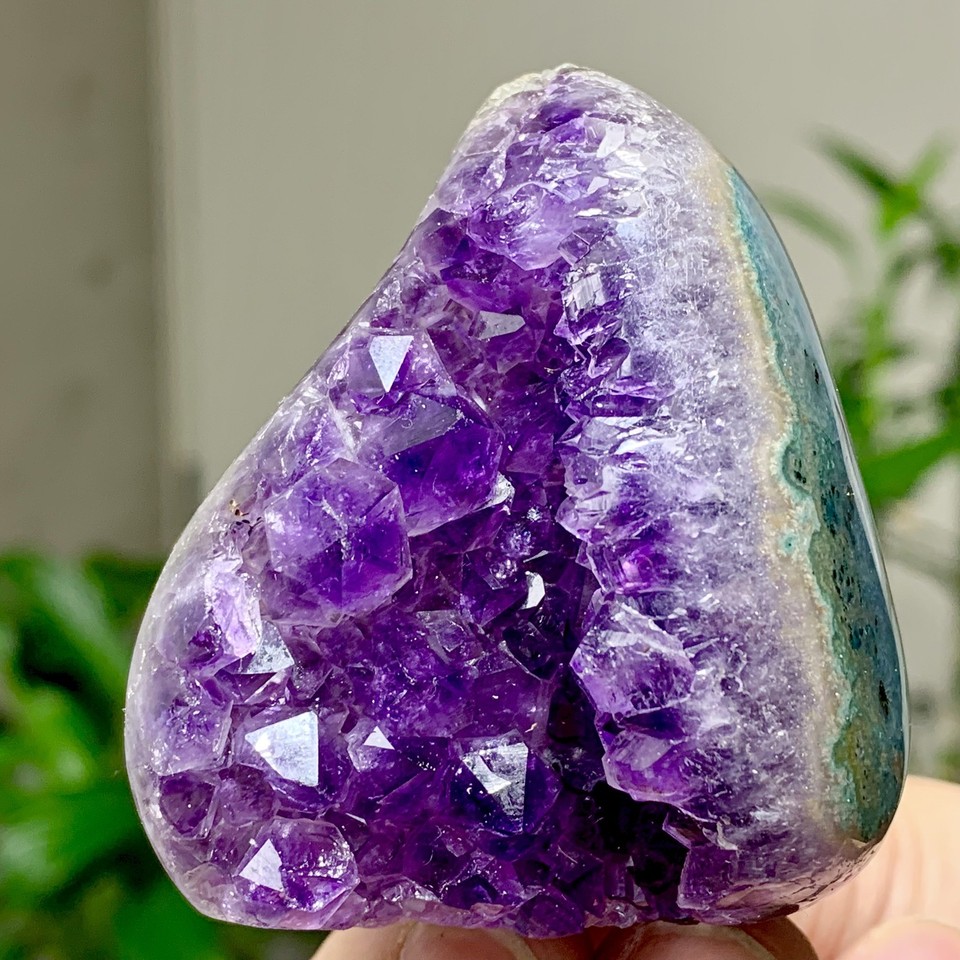 112G Natural agate Amethyst geode quartz cluster crystal specimen ...