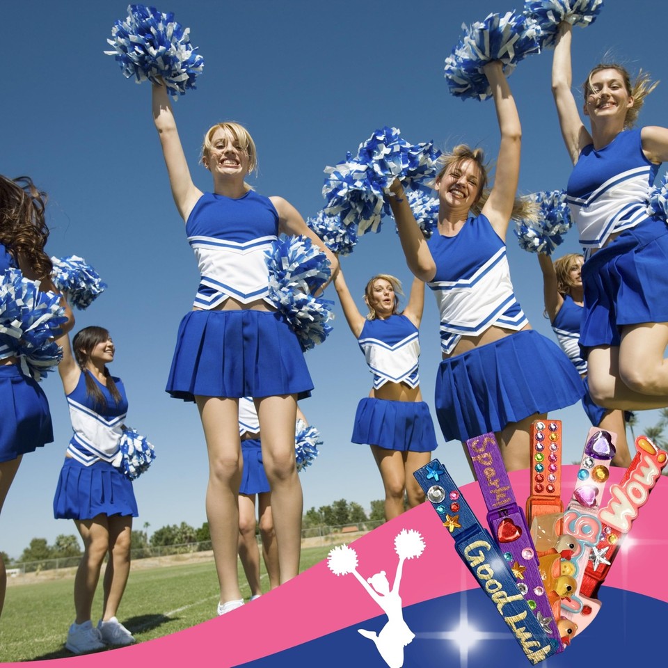 60 Set Cheer Pins with Tablecloth - Wooden Clothespins for Cheerleaders ...