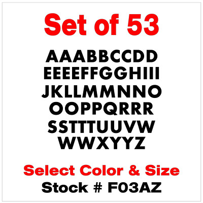ABC LETTERS Vinyl Sticker Decals Outdoor Quality Many Uses Set of 53 ...