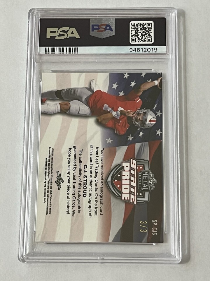 2022 Leaf Metal Draft C.J Stroud State Pride auto 3/3! PSA 10 NICE!!! | eBay