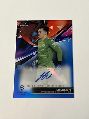 2021-22 Topps Finest Ederson UEFA Blue Refractor Auto #55/150 ...