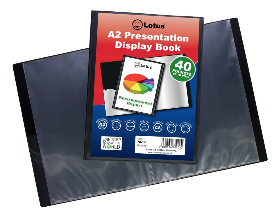 A2 Black Display Book 10 20 40 Pocket Presentation Folder Document ...