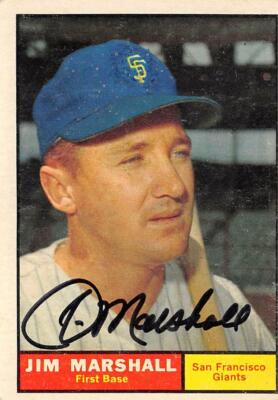 Jim Marshall autographed baseball card San Francisco Giants, SC 1961 ...