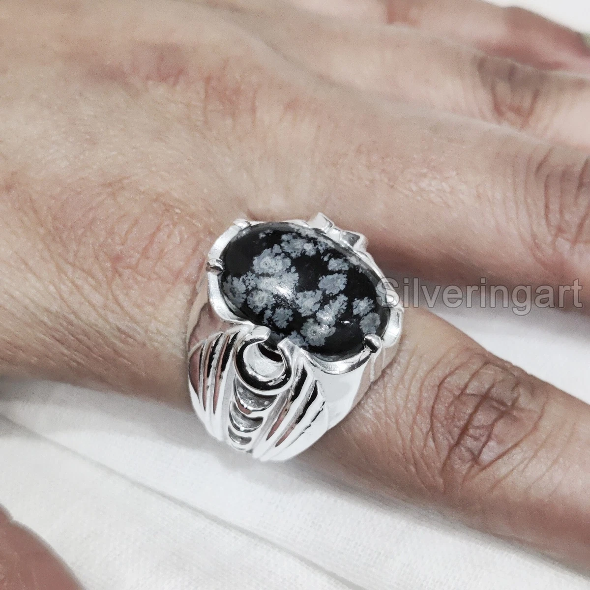 Snowflake Obsidian Ring