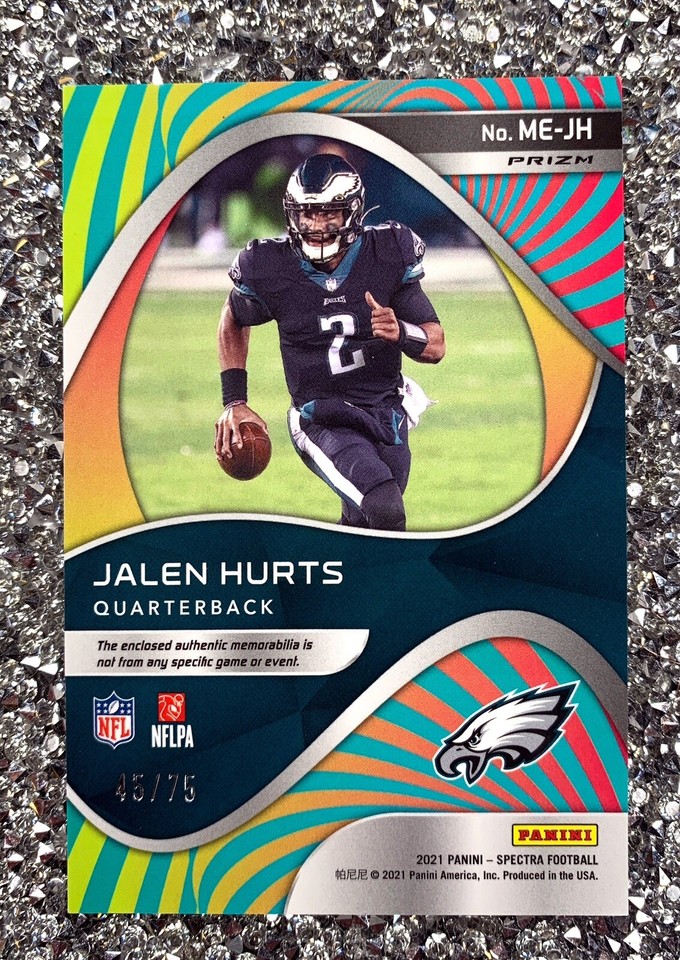 2021 PANINI SPECTRA JALEN HURTS MESMERIZING HYPER JERSEY PATCH PRIZM ...