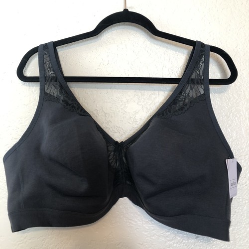 Auden Unlined Natural Look Wireless Bra Size 44DDD Black Wide Comfort ...
