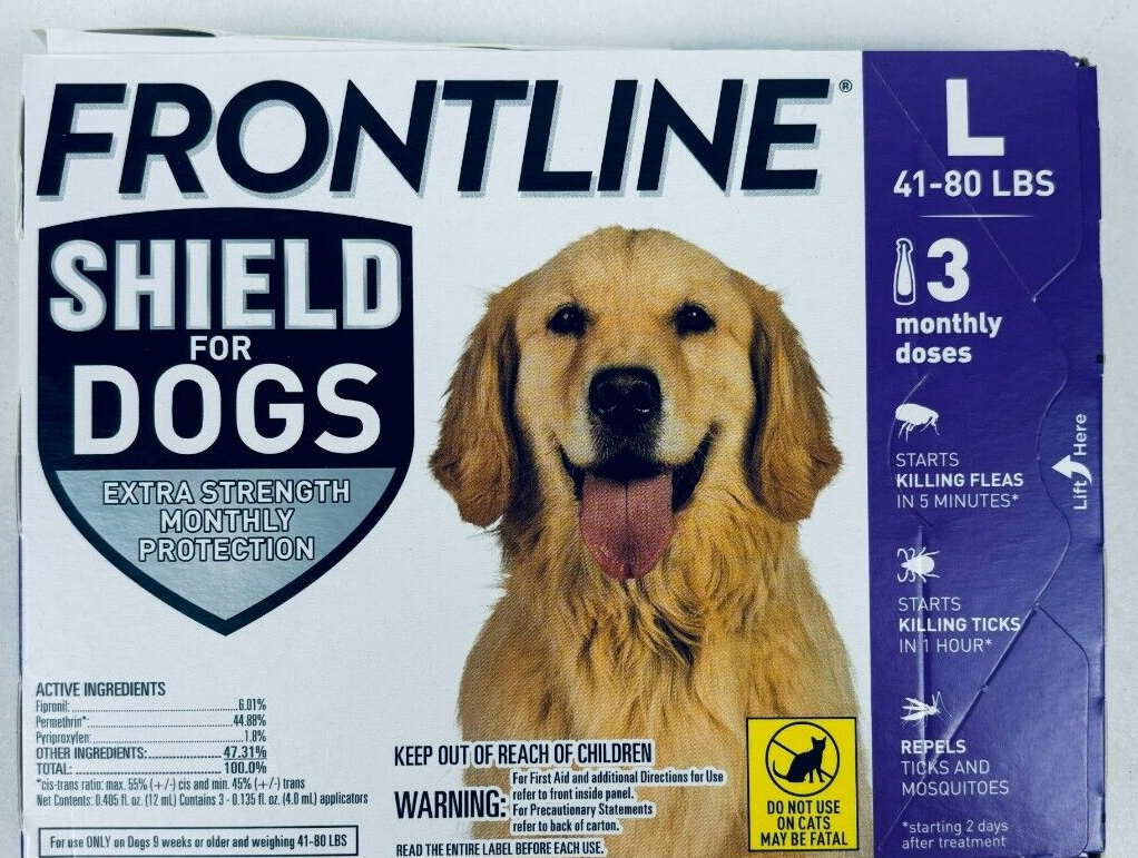 Frontline Shield for Dogs Flea & Tick Treatment For Large Dogs 41-80 ...