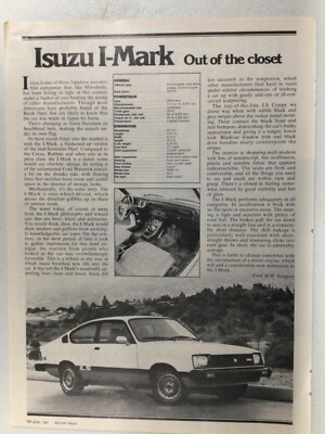 IIIAdv43 Vintage Original Article 1981 Isuzu I Mark April 1981 1 page ...