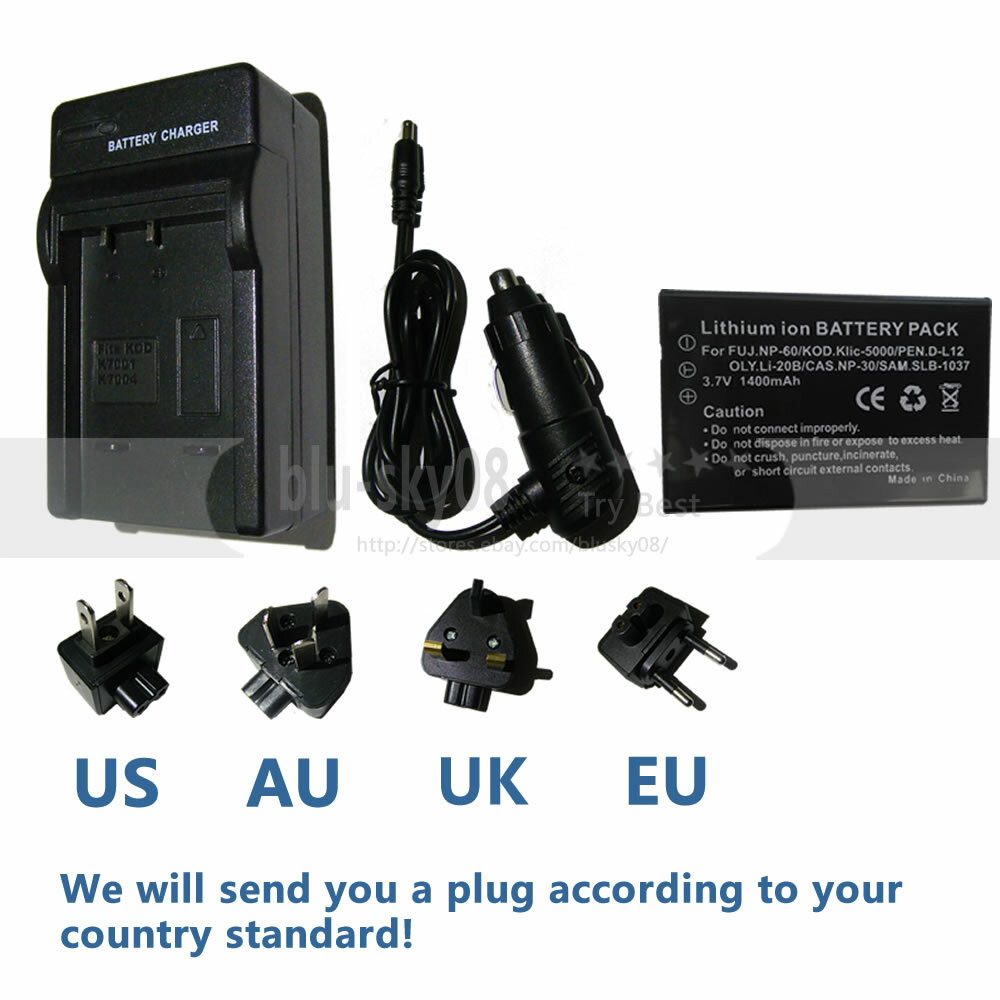 Battery + Charger For HP Photosmart R07 R507 R607 R707 R717 R725 NP60 ...