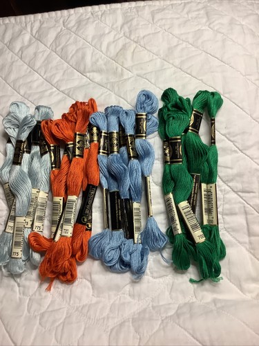 DMC 6- Strand Embroidery Cotton Floss 24 Skeins 6 Each # 700, 720, 775 ...
