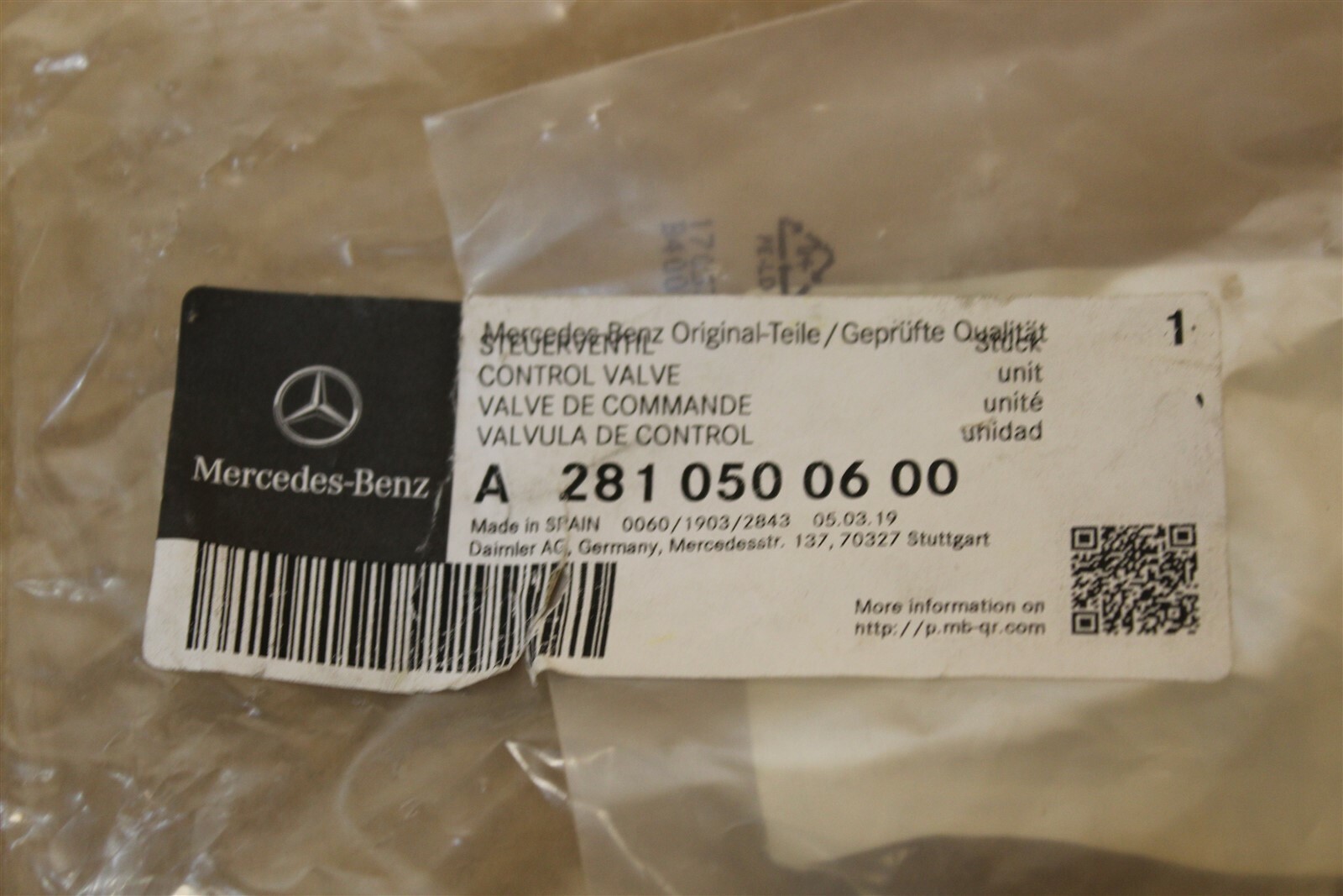 A2810500600 Camshaft Control Valve New genuine Mercedes-Benz part | eBay