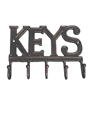 Heavy Duty Metal Key Hat Coat Holder With 5 Hooks 8” X 6” Wall Mounted ...