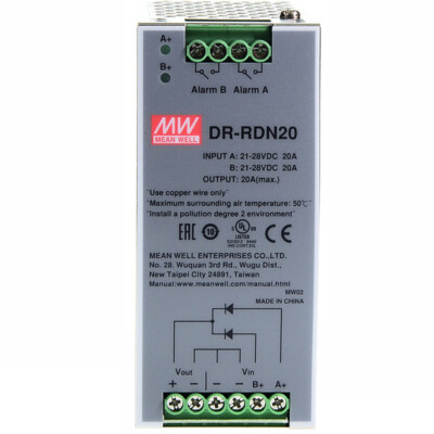 MEANWELL Switching Power Supply DR-RDN20 20A 24V Rail Redundancy Module ...