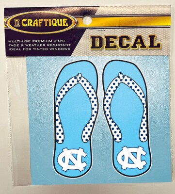 North Carolina TAR HEELS FLIP FLOPS Vinyl Decal 4" Car Window UNC Car ...